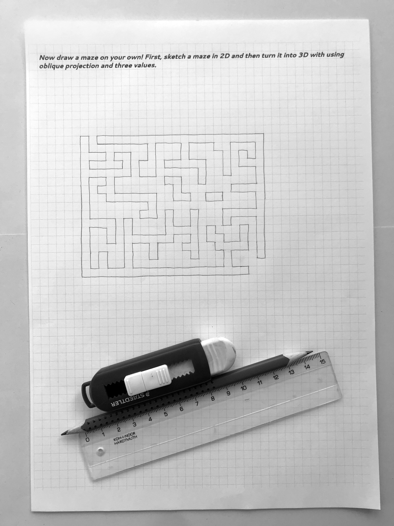 Rajzolj 3D-s labirintust! – Draw a 3D maze! – design.edu.art