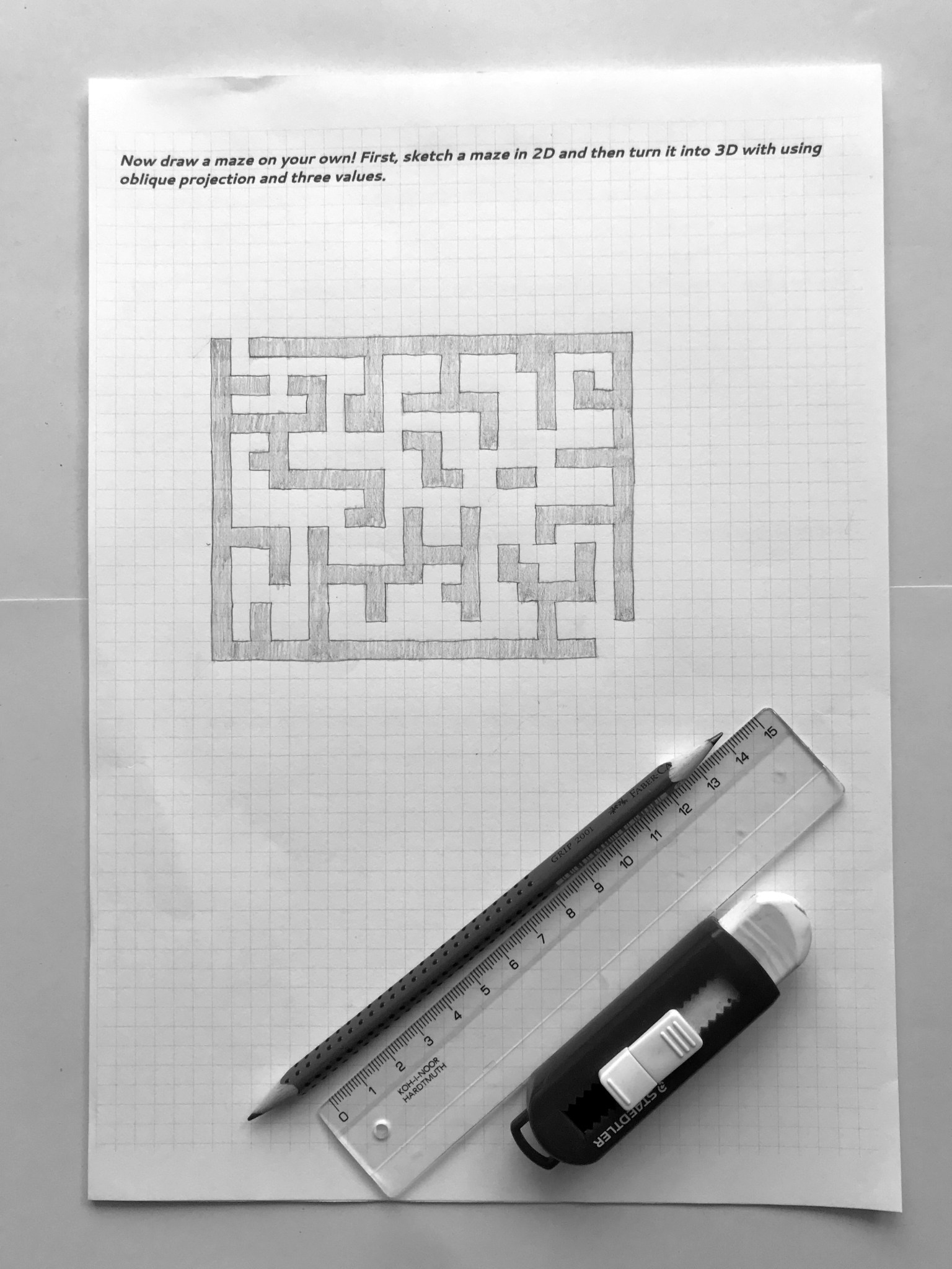 Rajzolj 3D-s labirintust! – Draw a 3D maze! – design.edu.art