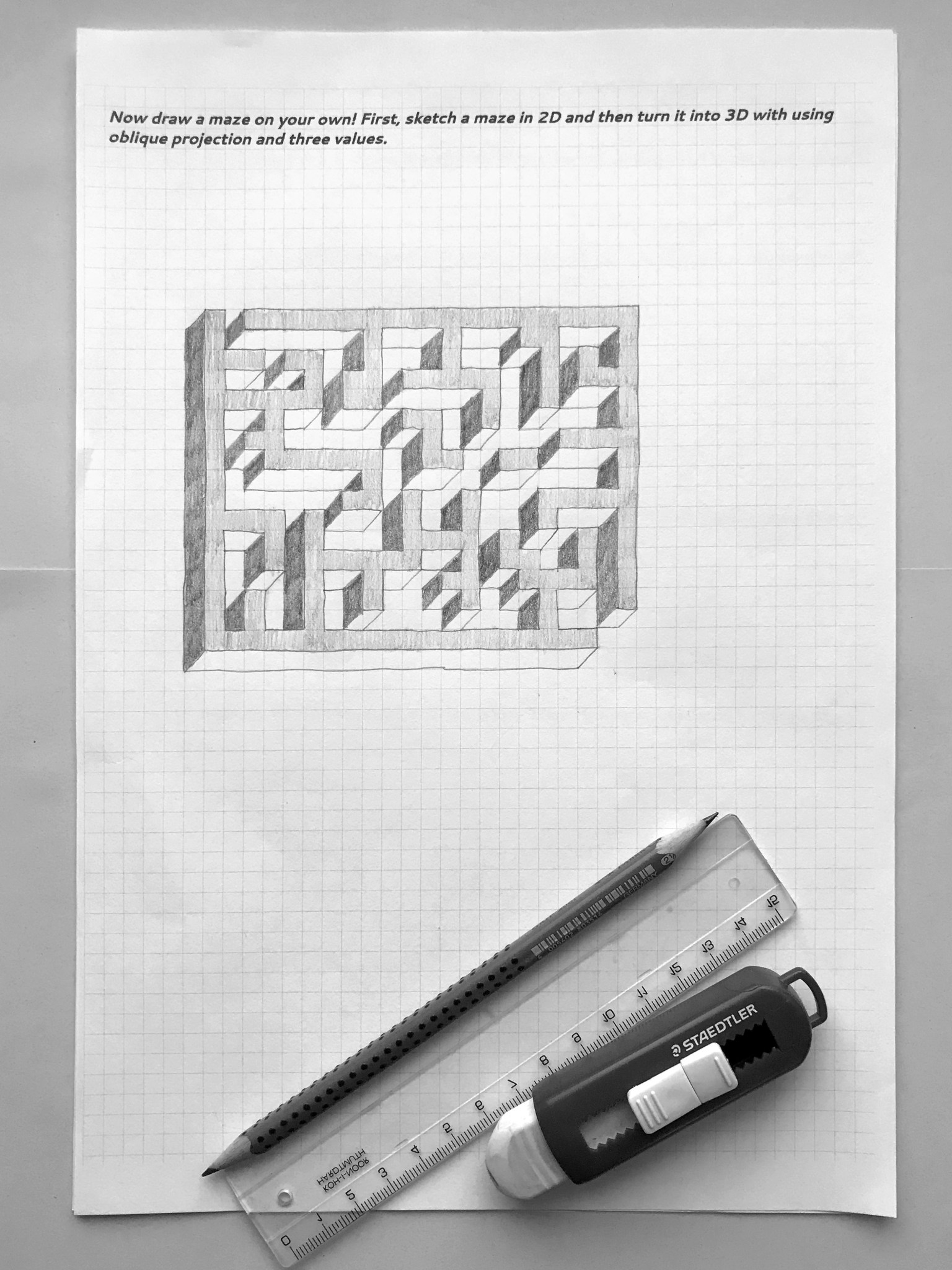 Rajzolj 3D-s labirintust! – Draw a 3D maze! – design.edu.art