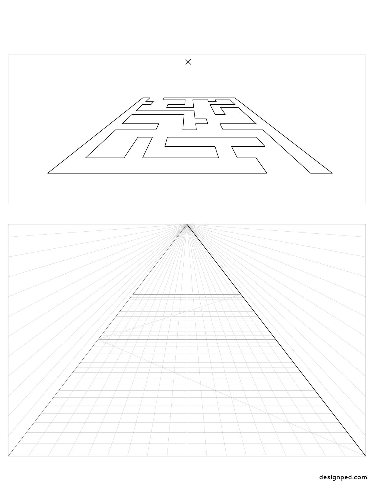 Térbeli labirintus egyiránypontos perspektívában – One point ...