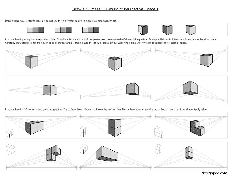 Kétiránypontos térbeli labirintus – Two point perspective 3D maze ...