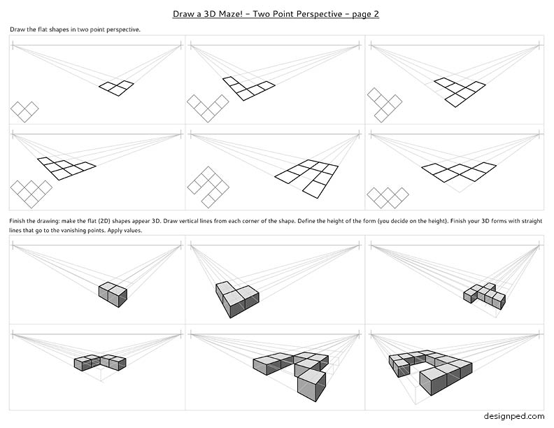 Kétiránypontos térbeli labirintus – Two point perspective 3D maze ...