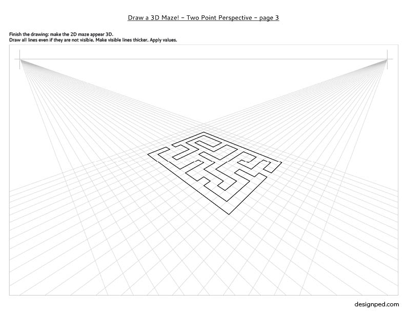 Kétiránypontos térbeli labirintus – Two point perspective 3D maze ...