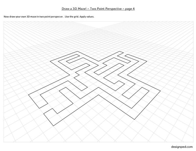 Kétiránypontos térbeli labirintus – Two point perspective 3D maze ...
