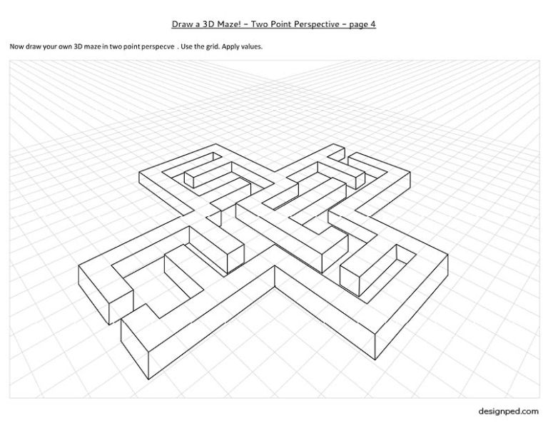 Kétiránypontos térbeli labirintus – Two point perspective 3D maze ...